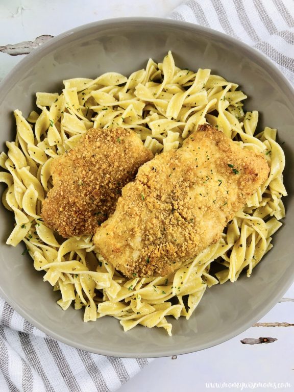 Parmesan Crusted Chicken with Buttered Noodles - Moneywise Moms
