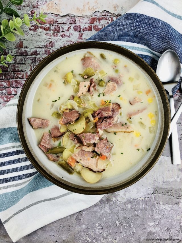 Slow Cooker Ham Vegetable Chowder - Moneywise Moms