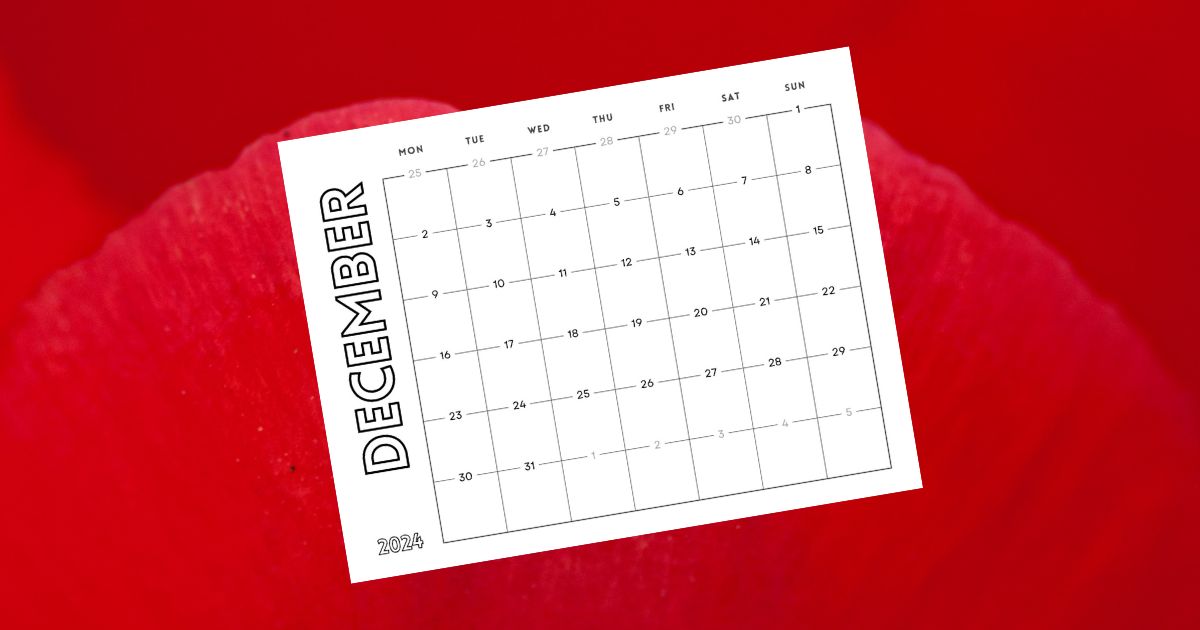 December Free Printable Calendar - Moneywise Moms - Easy Family Recipes