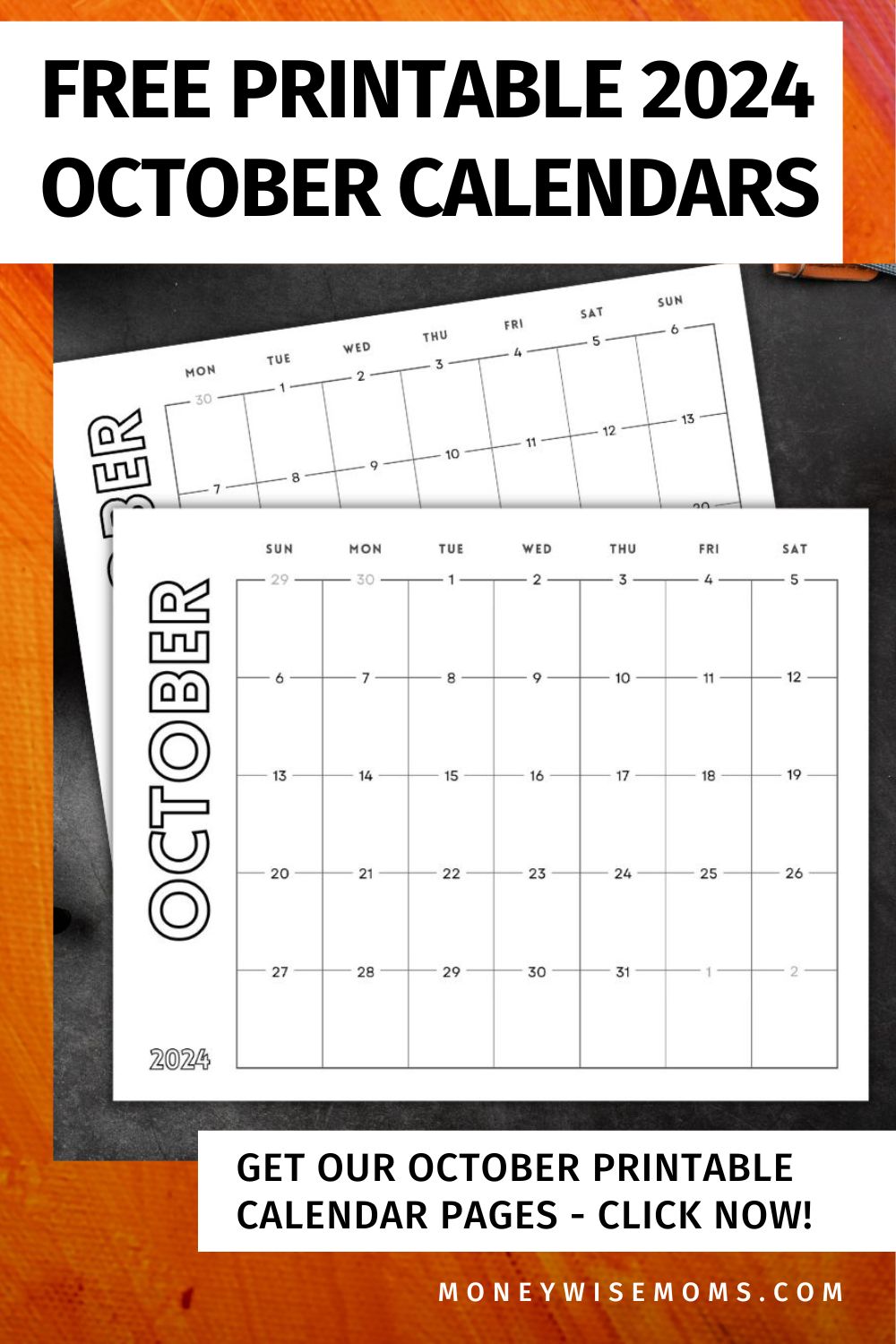 October Free Printable Calendar 2024 - Moneywise Moms - Easy Family Recipes