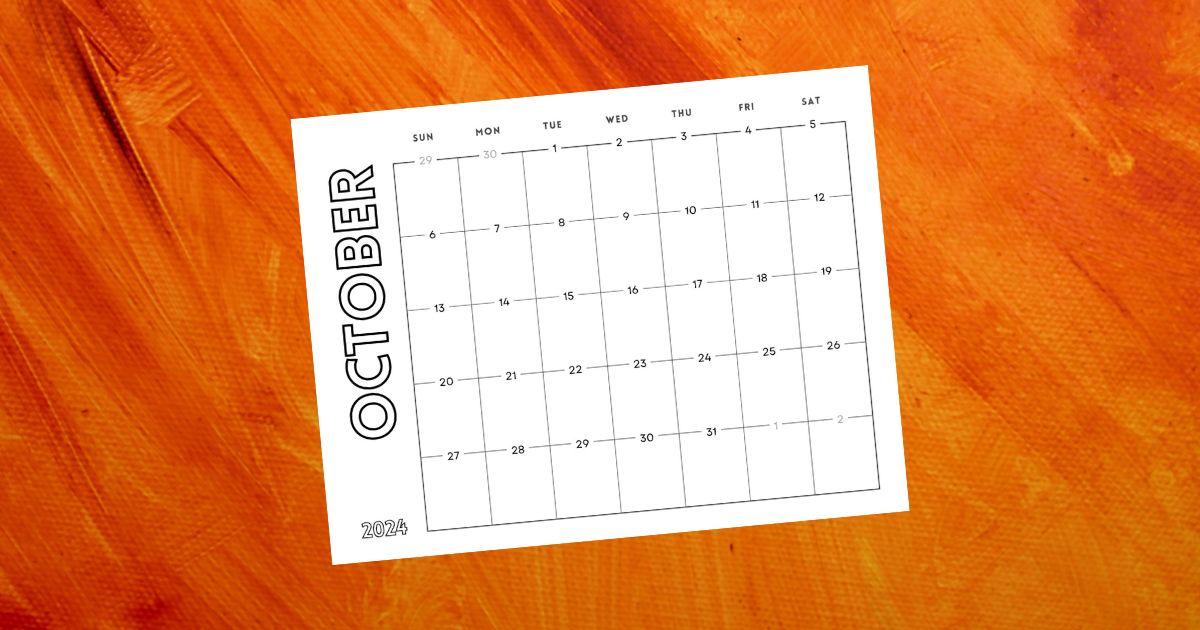 October Free Printable Calendar 2024 - Moneywise Moms - Easy Family Recipes